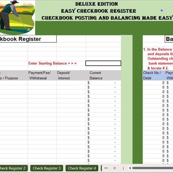 Checkbook Register Excel - Etsy