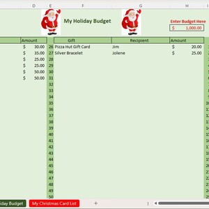 My Holiday Budget, Template, Excel Spreadsheet Digital Christmas Budget ...