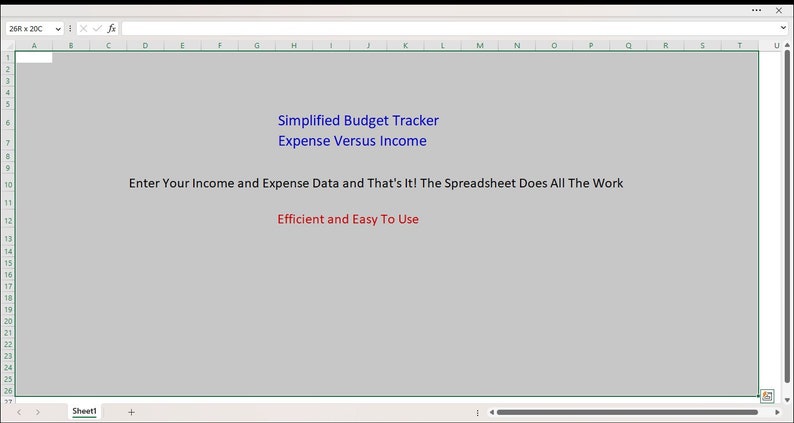 Simplified Budget Tracker, Expense Versus Income Tracking, Excel ...