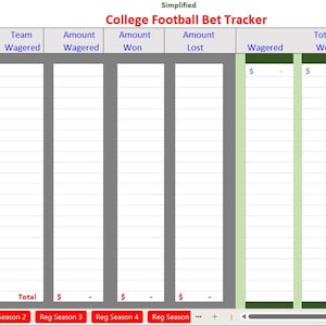 Pro Football Bet Tracker, Excel Spreadsheet, Excel Template, Football ...