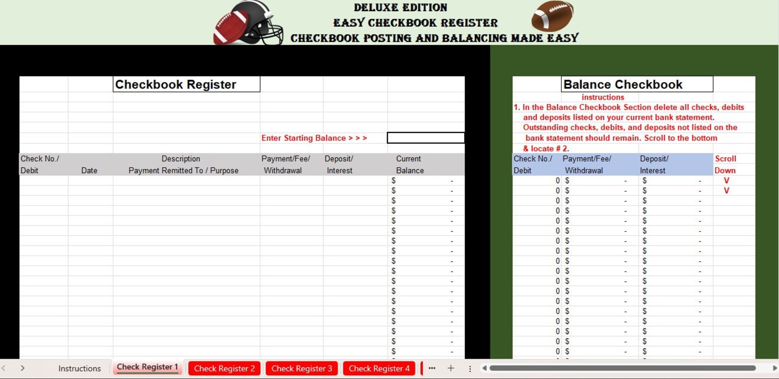 Checkbook Register Excel Checkbook Register Excel - Etsy