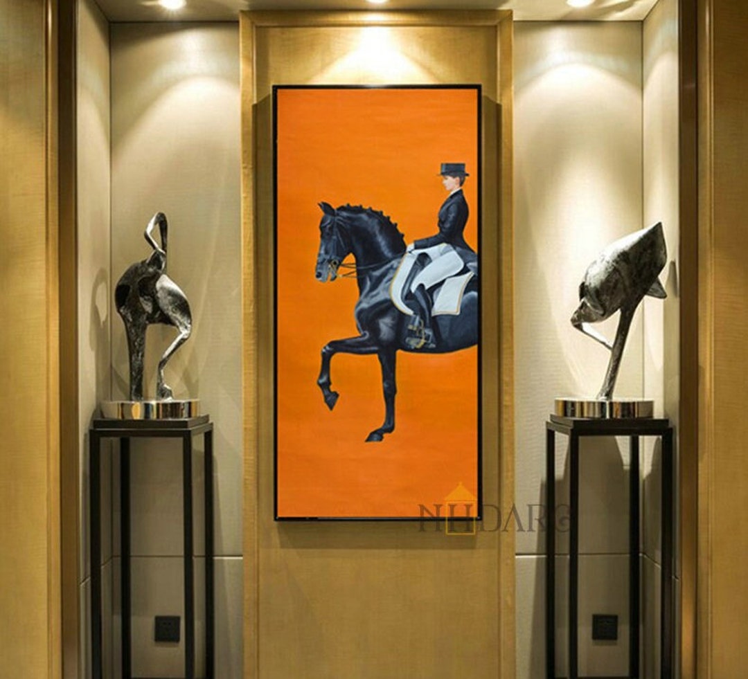 Classic Modern Orange Horse Racing Canvas Print Painting - Etsy