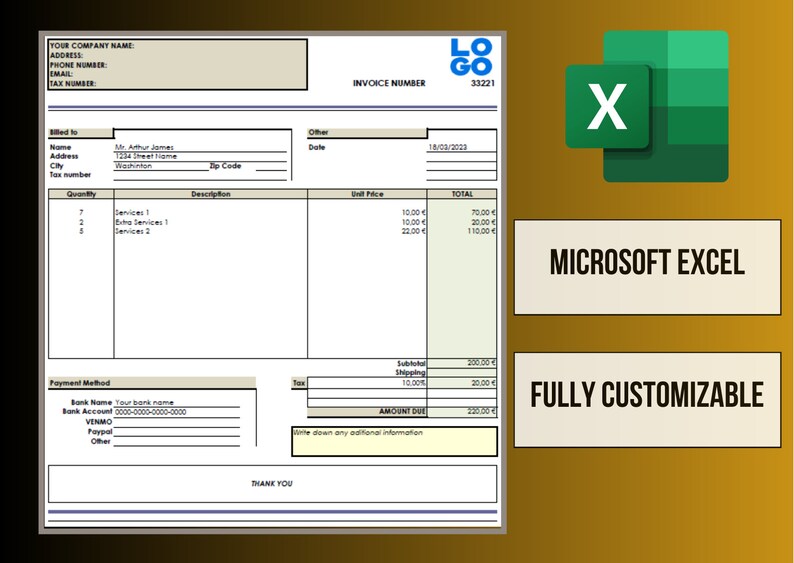 Modern and Professional Invoice Template | Customizable and Printable ...