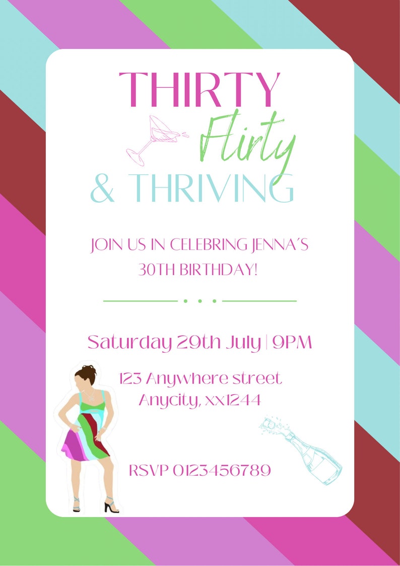 Thirty Flirty & Thriving, Movie, 30, Birthday Party Digital Invitation ...