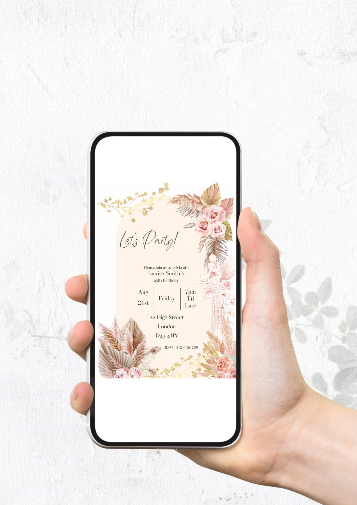 Boho, Birthday Party Digital Invitation Template, Mobile Invitation, E ...