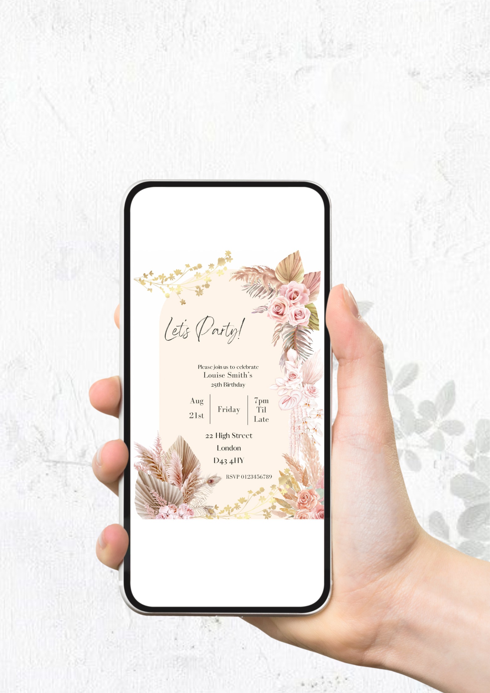 Boho, Birthday Party Digital Invitation Template, Mobile Invitation, E ...