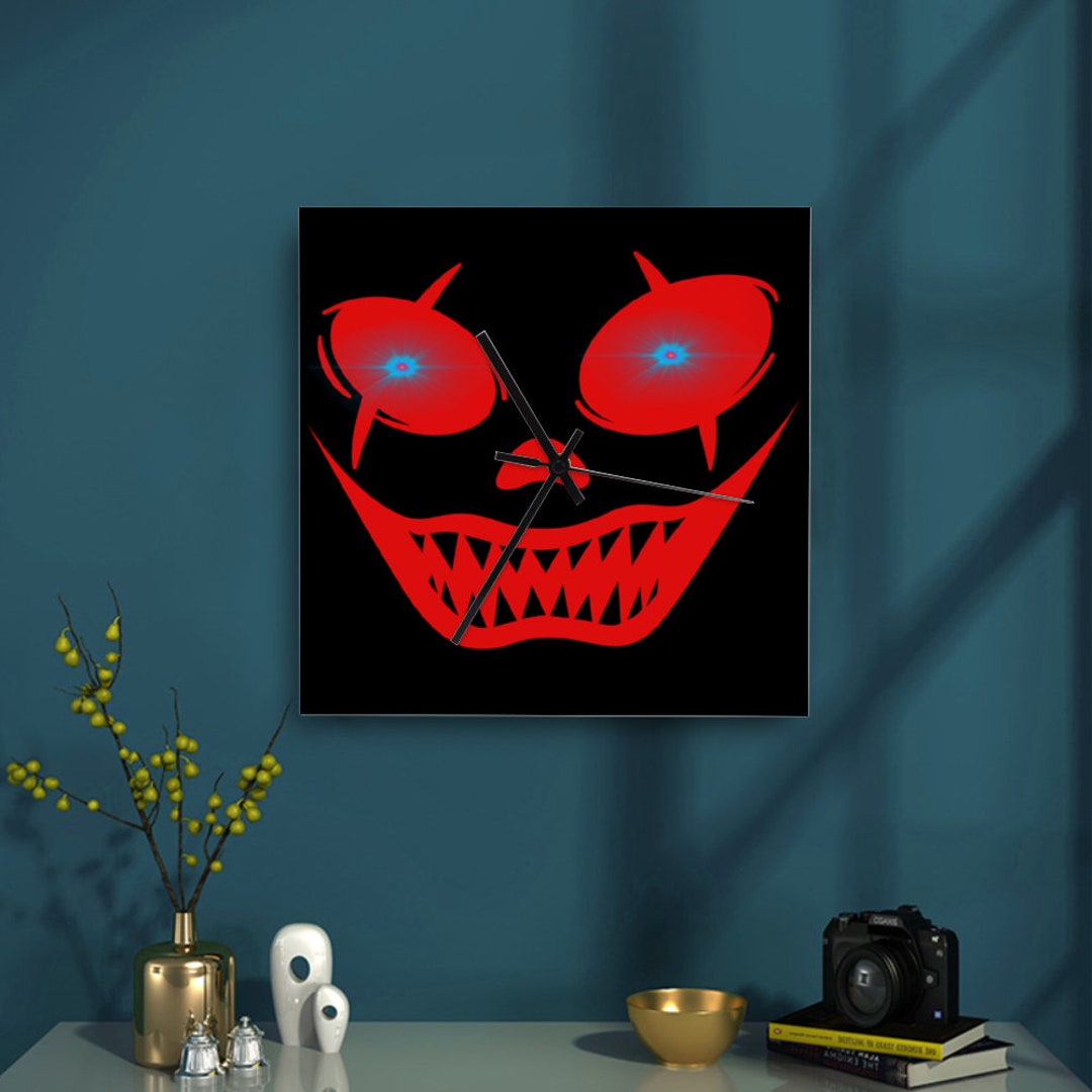 Scary Square Silent Scaleless Wooden Wall Clock 11"/12"/15" Made in USA ...