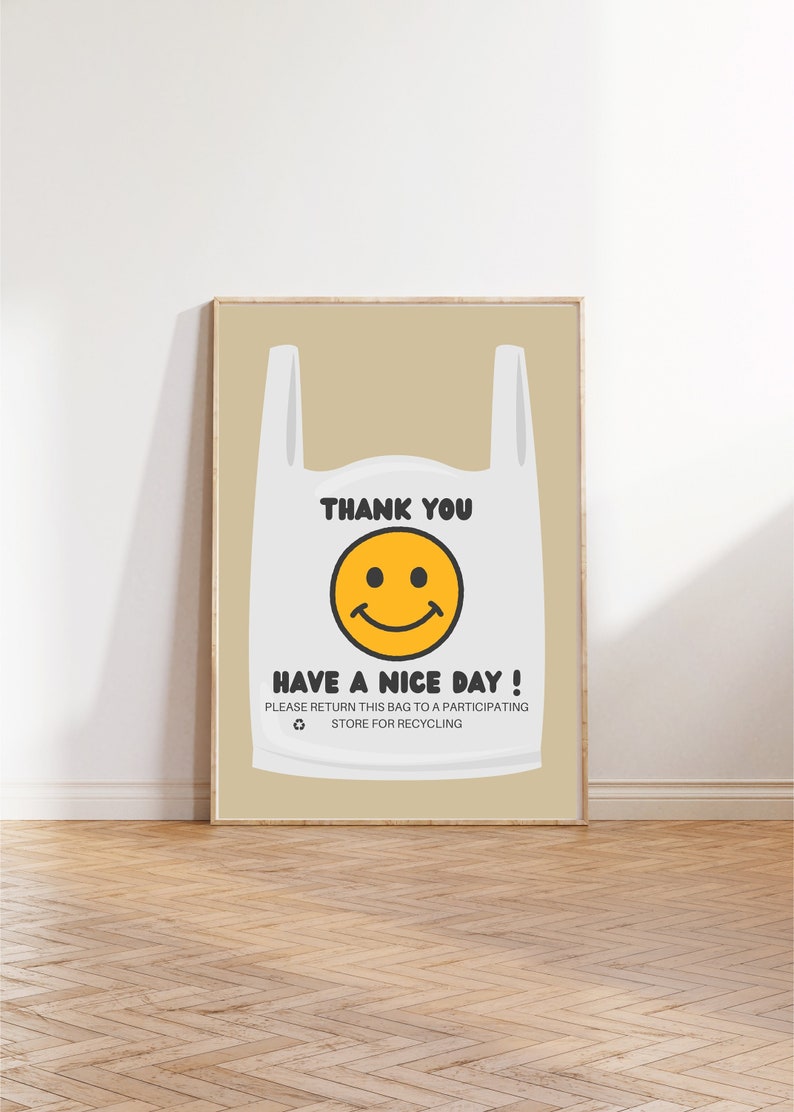 Thank You Recycle Smiley Plastic Bag, Digital Art, Wall Art ...