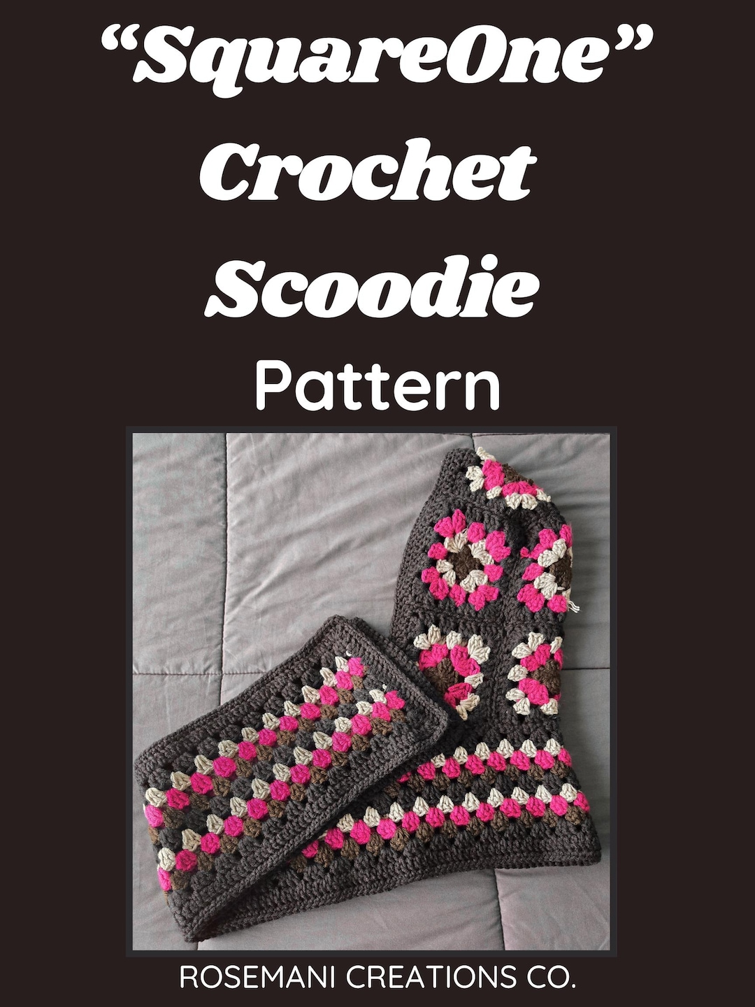 Squareone Scoodie Crochet Pattern | Beginner Granny Stitch Hooded Scarf ...