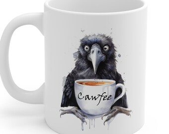 Cawfee Crow Funny Art Coffee Mug Accent Coffee Mug, 11oz - Etsy