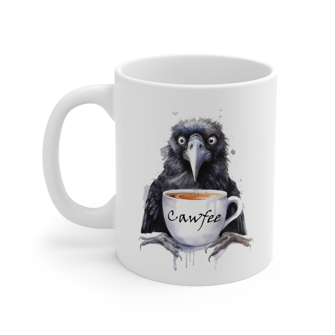 Cawfee Crow Funny Art Coffee Mug - Etsy
