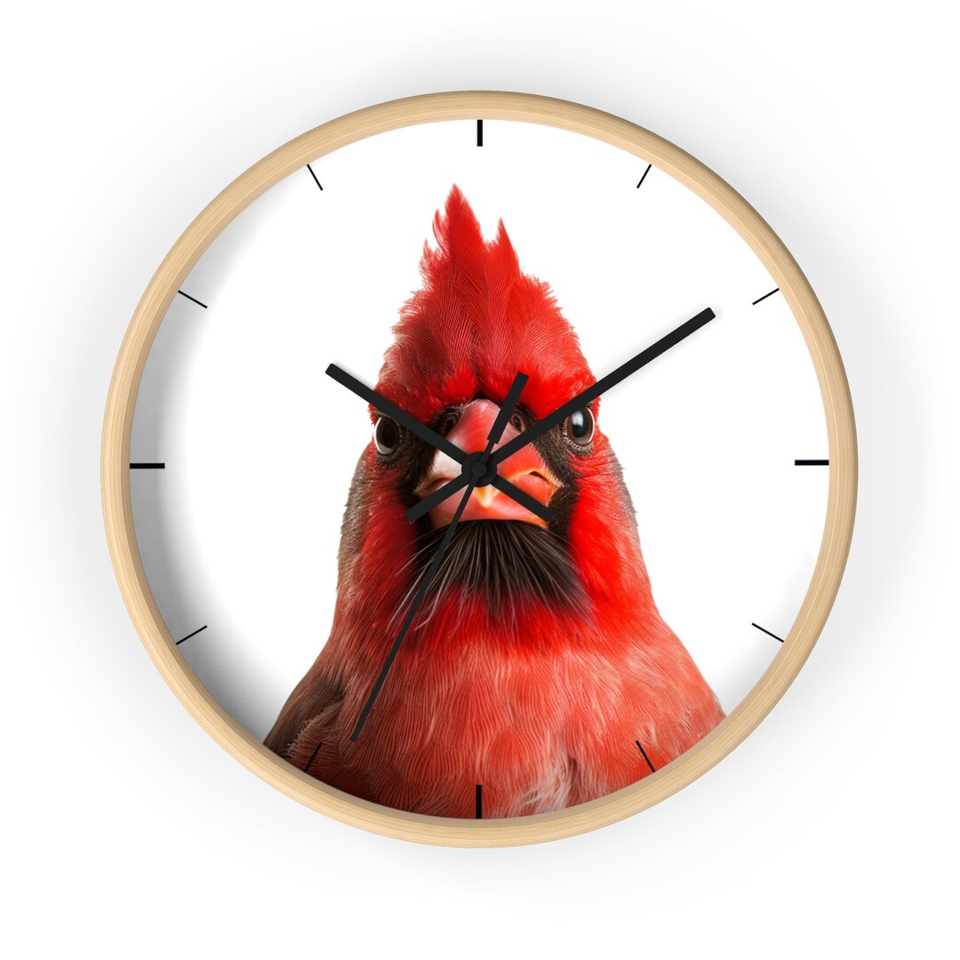 Northern Cardinal Bird Face 10" Wall Clock - Etsy