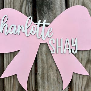 Pink Bow Name Sign, Personalized Wooden Nursery Decor - Etsy