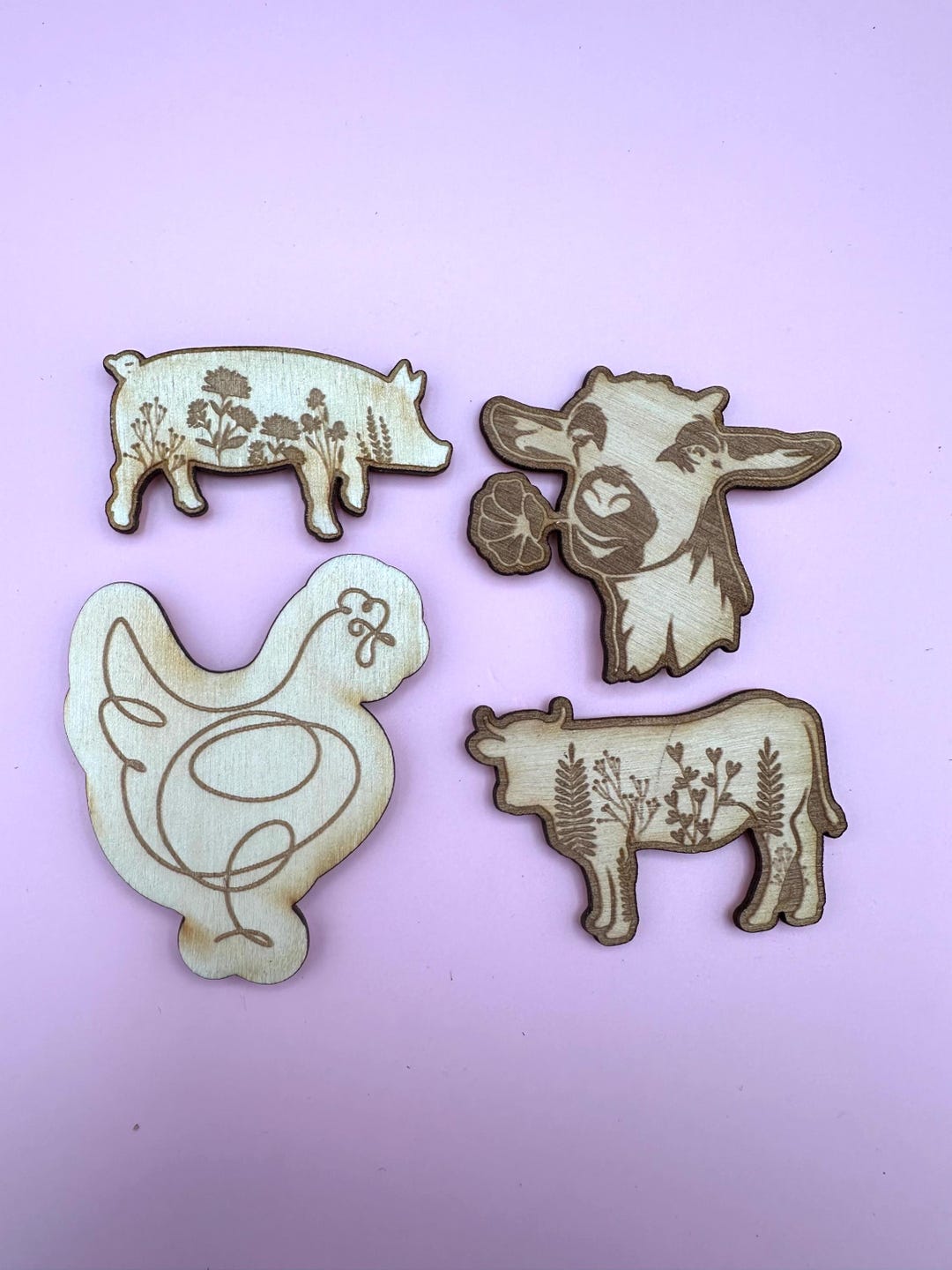 Farm Animal Fridge Magnets, Modern Farmhouse Magnets, Wooden Fridge ...