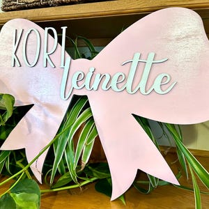 Pink Bow Name Sign, Personalized Wooden Nursery Decor - Etsy