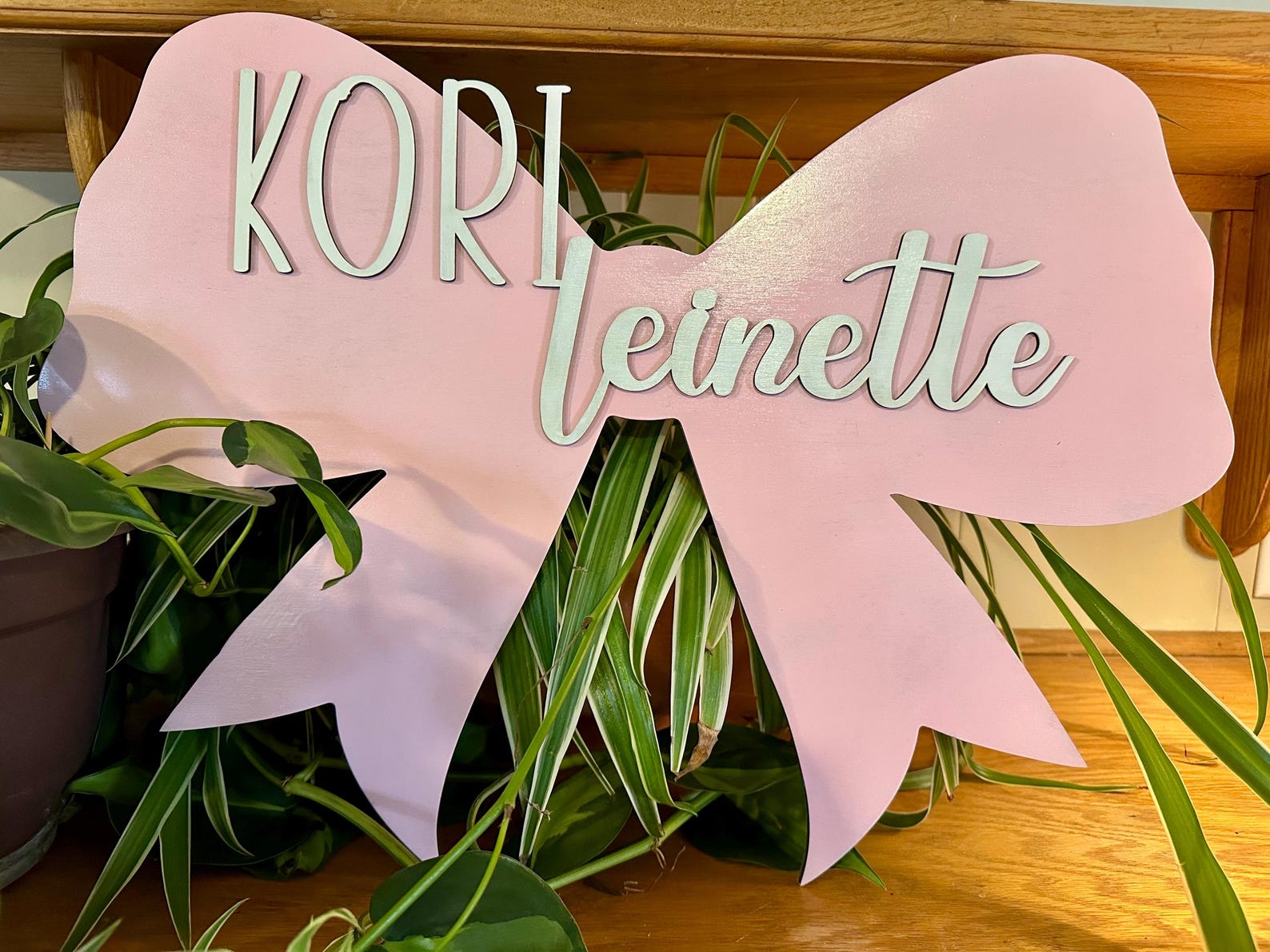 Pink Bow Name Sign, Personalized Wooden Nursery Decor - Etsy