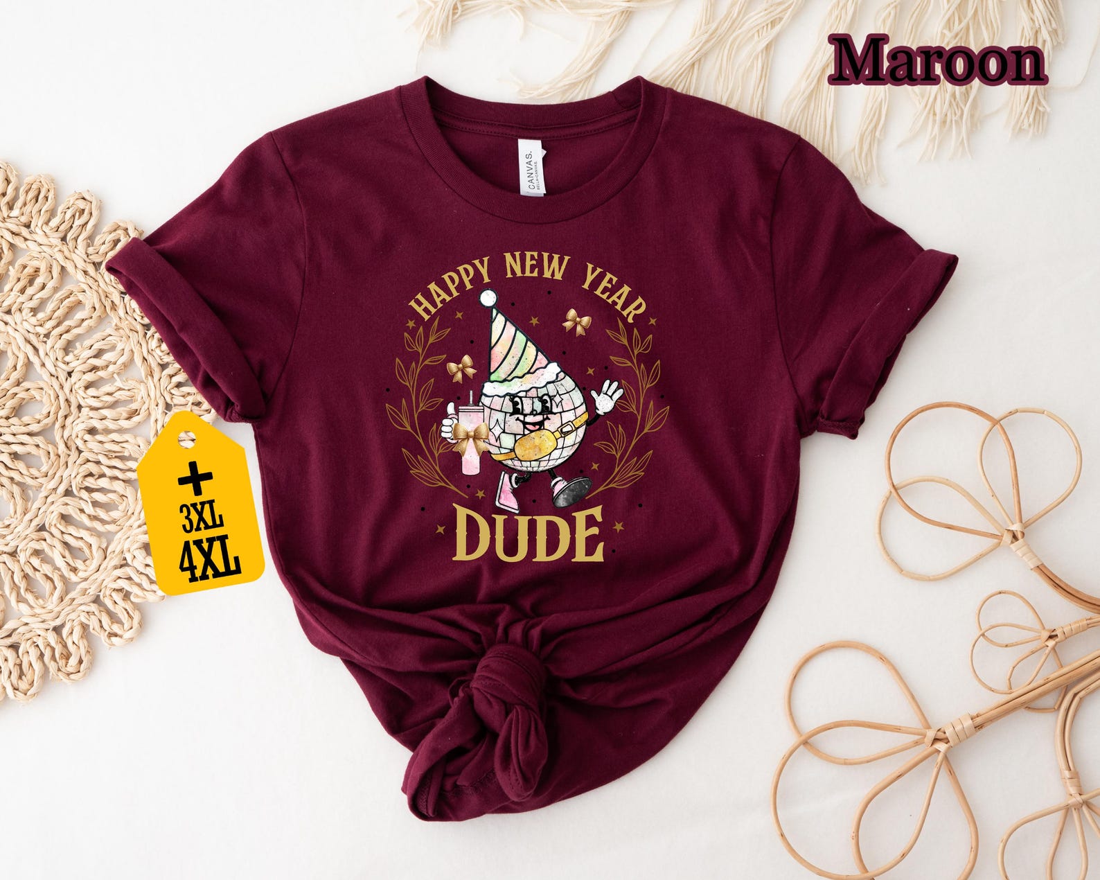 Happy New Year Dude 2025 Shirt, Coquette Bow New Years Eve Shirt, New ...
