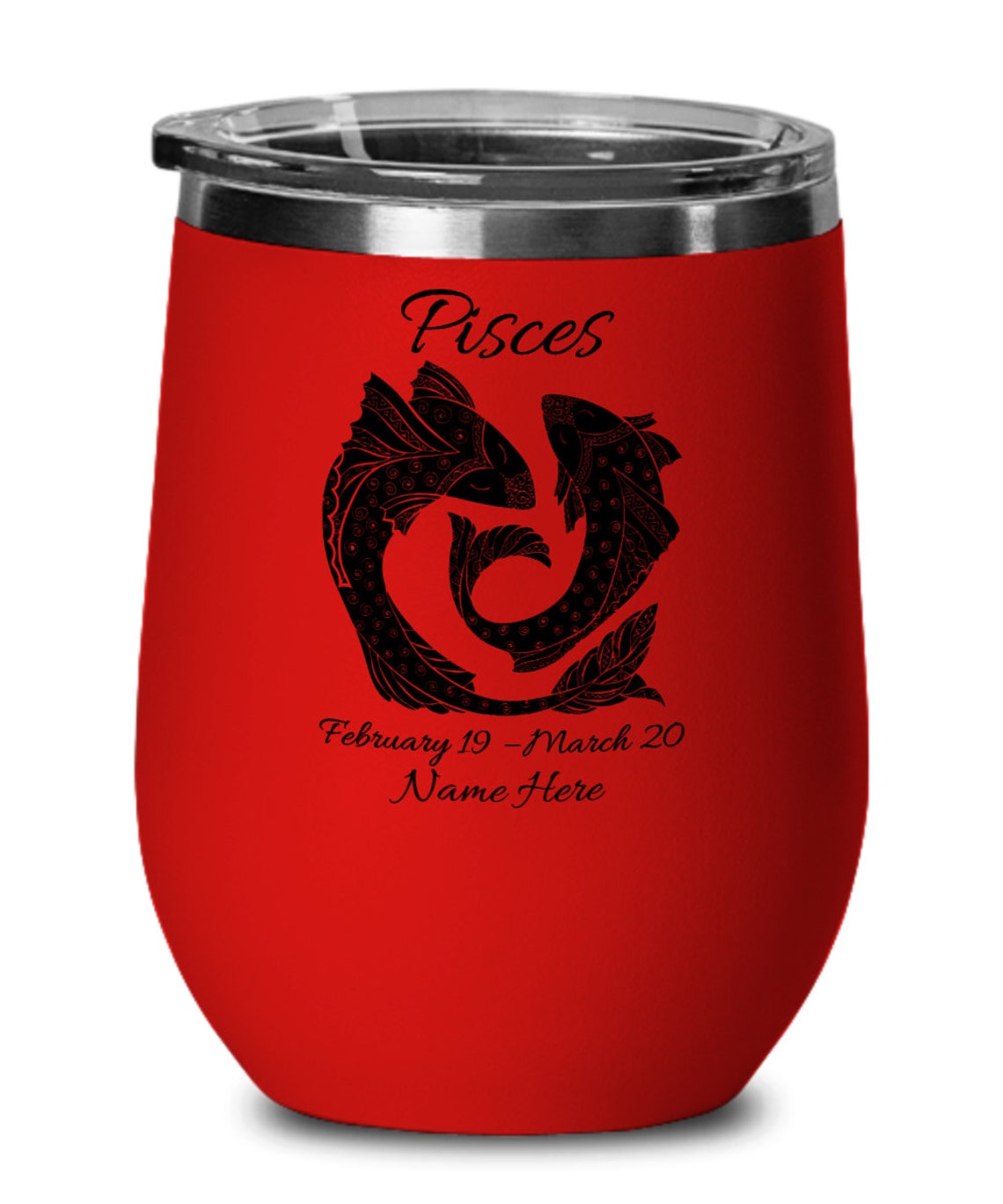 Personalize Pisces Tumbler, Zodiac Sign 12oz Pisces Tumbler Cup, Wine ...