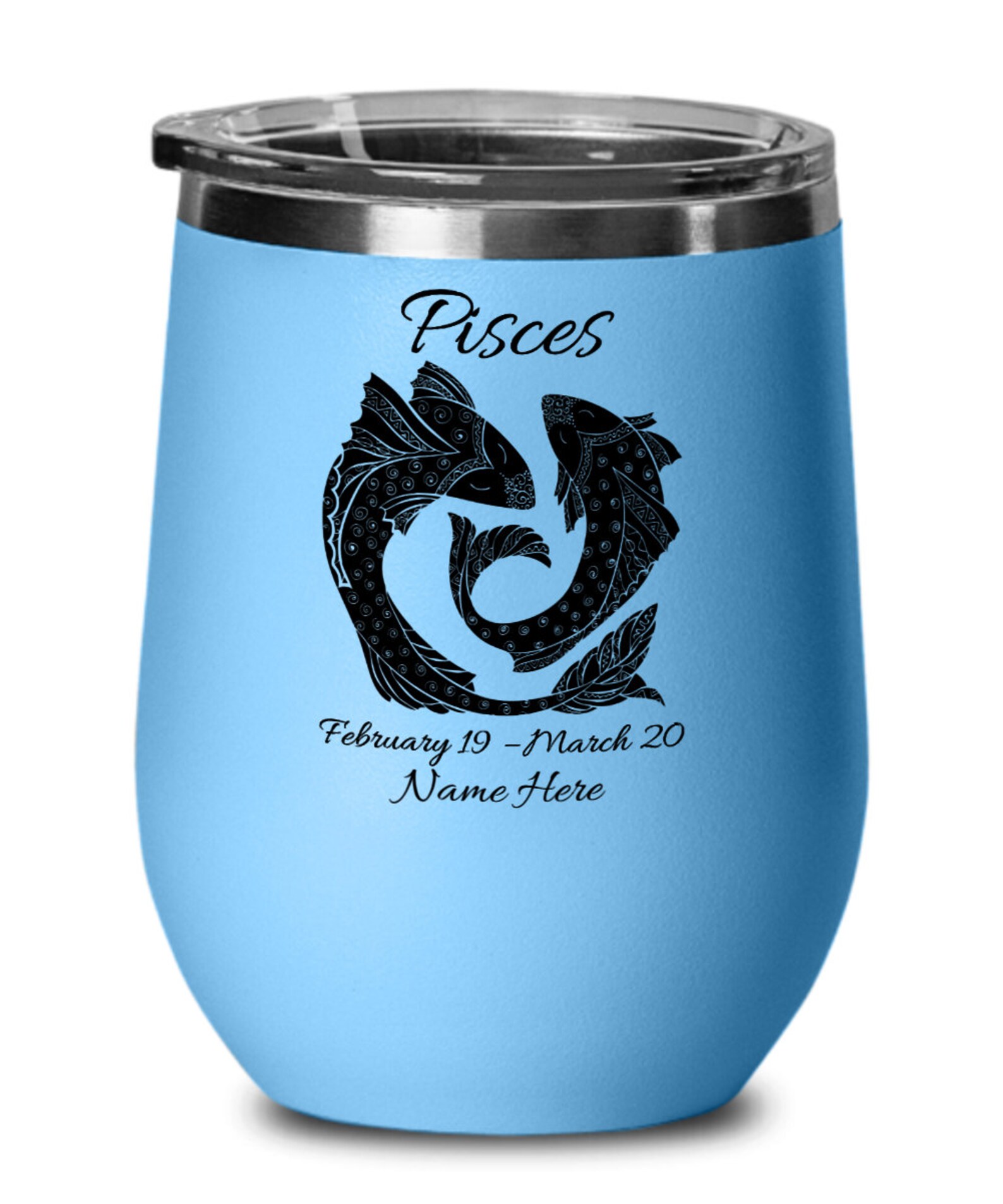 Personalize Pisces Tumbler, Zodiac Sign 12oz Pisces Tumbler Cup, Wine ...