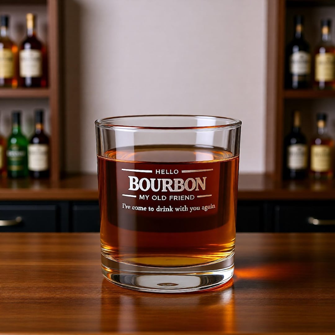Hello Bourbon Engraved Whiskey Glass | 10.5oz On-the-rocks - Etsy