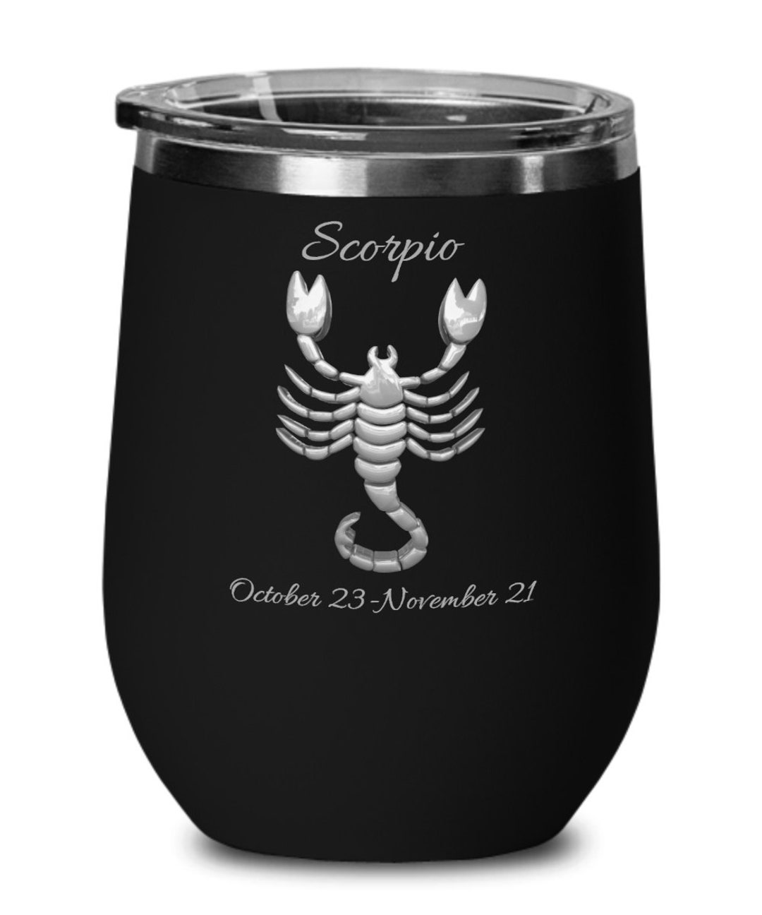 Scorpio Wine Cup, Metallic Zodiac Sign 12oz Small Scorpio Wine Tumbler ...