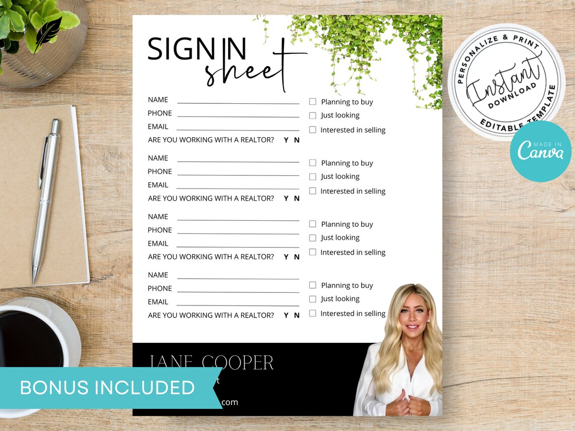 Open House Sign in Sheet & Welcome Sign Pdfs | Real Estate Marketing ...