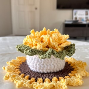 Crochet Flower Coasters, 3 Pieces in a Set + Basket. Perfect for ...