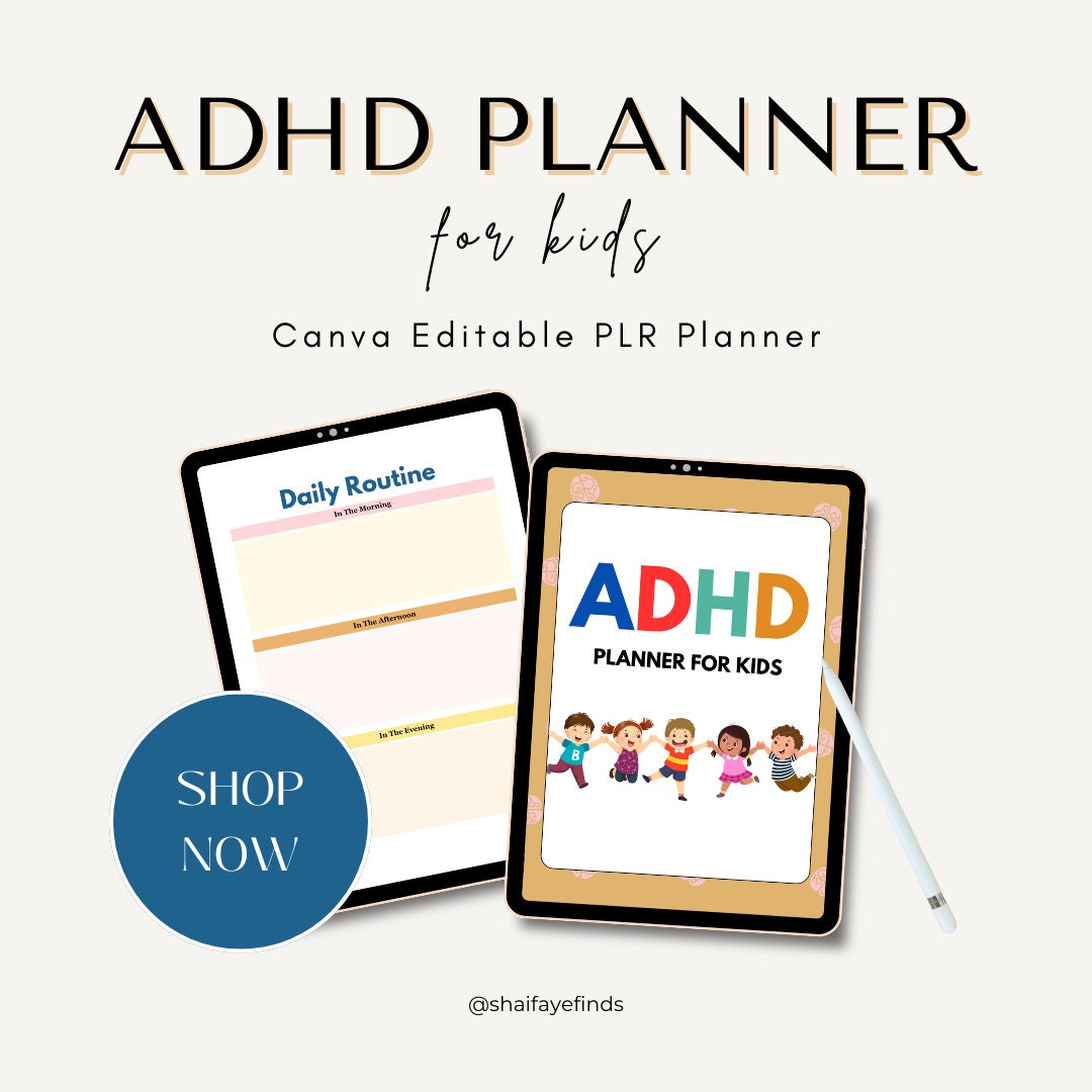 ADHD Planner for Kids PLR | Printable Daily Planner for Children | Kids ...