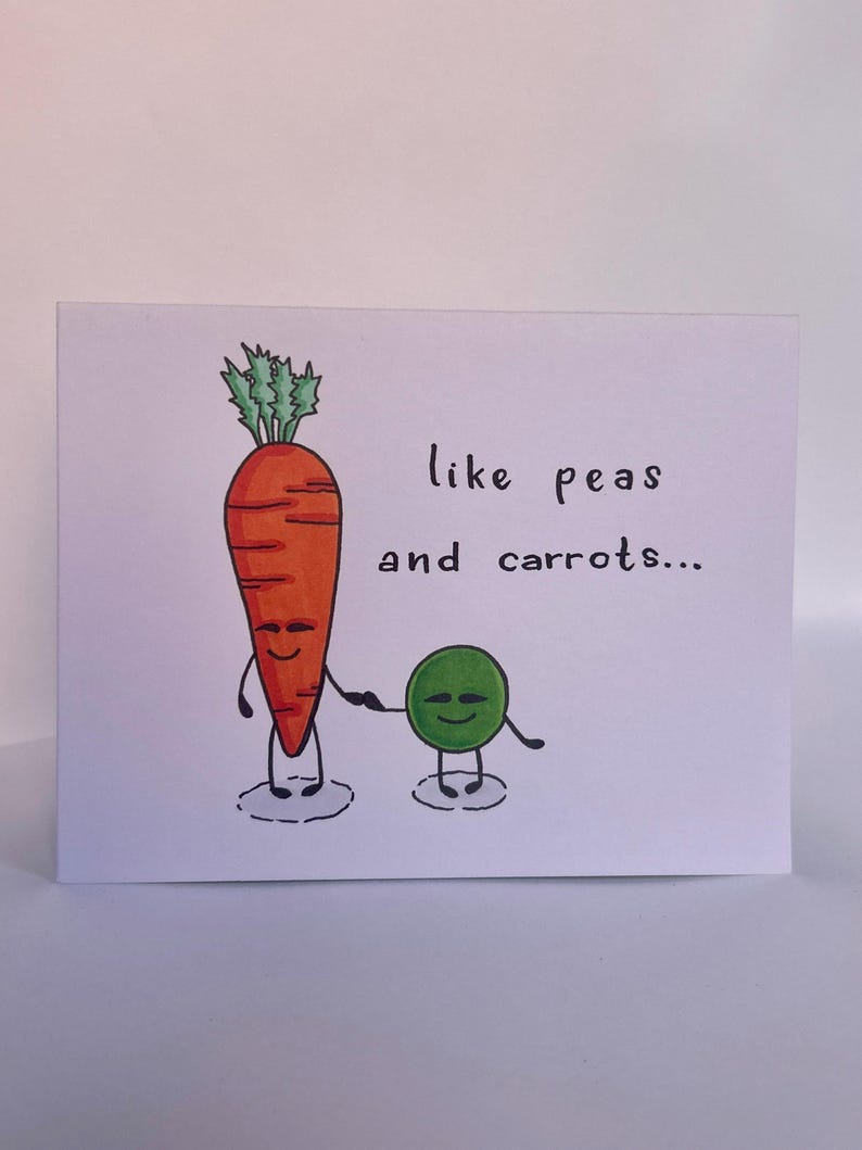 I Love You Card - Like Peas and Carrots... We Go Together - Etsy
