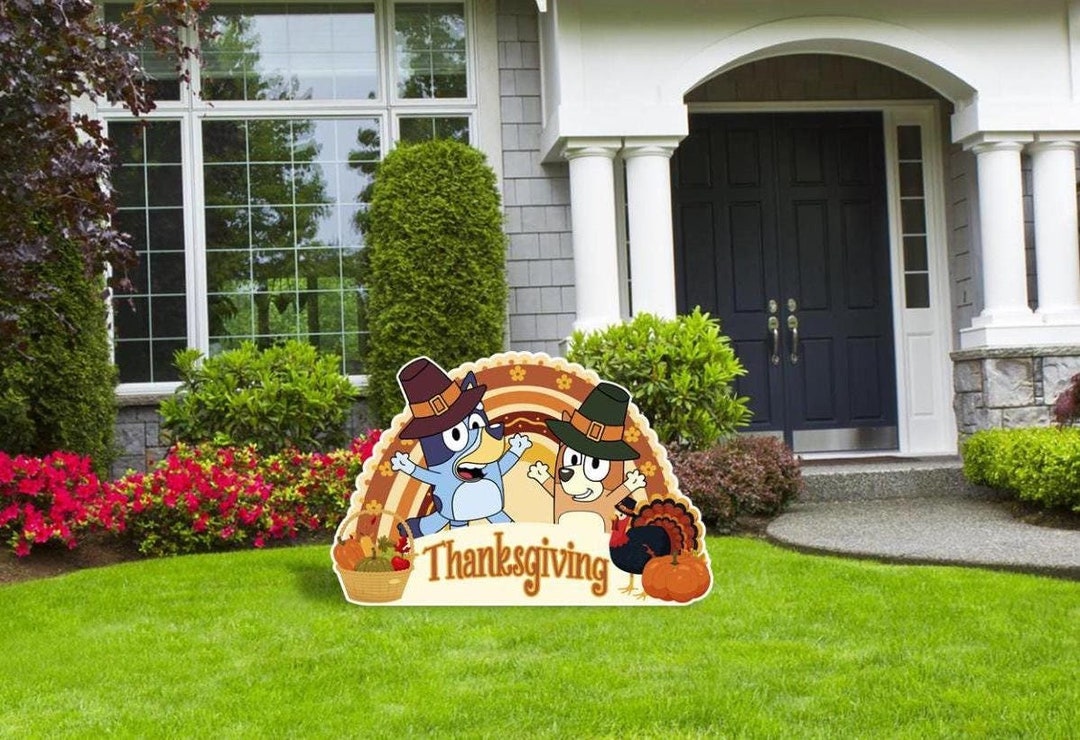 Thanksgiving Yard Sign and Cutouts, Cute Dog Thanksgiving Decor ...
