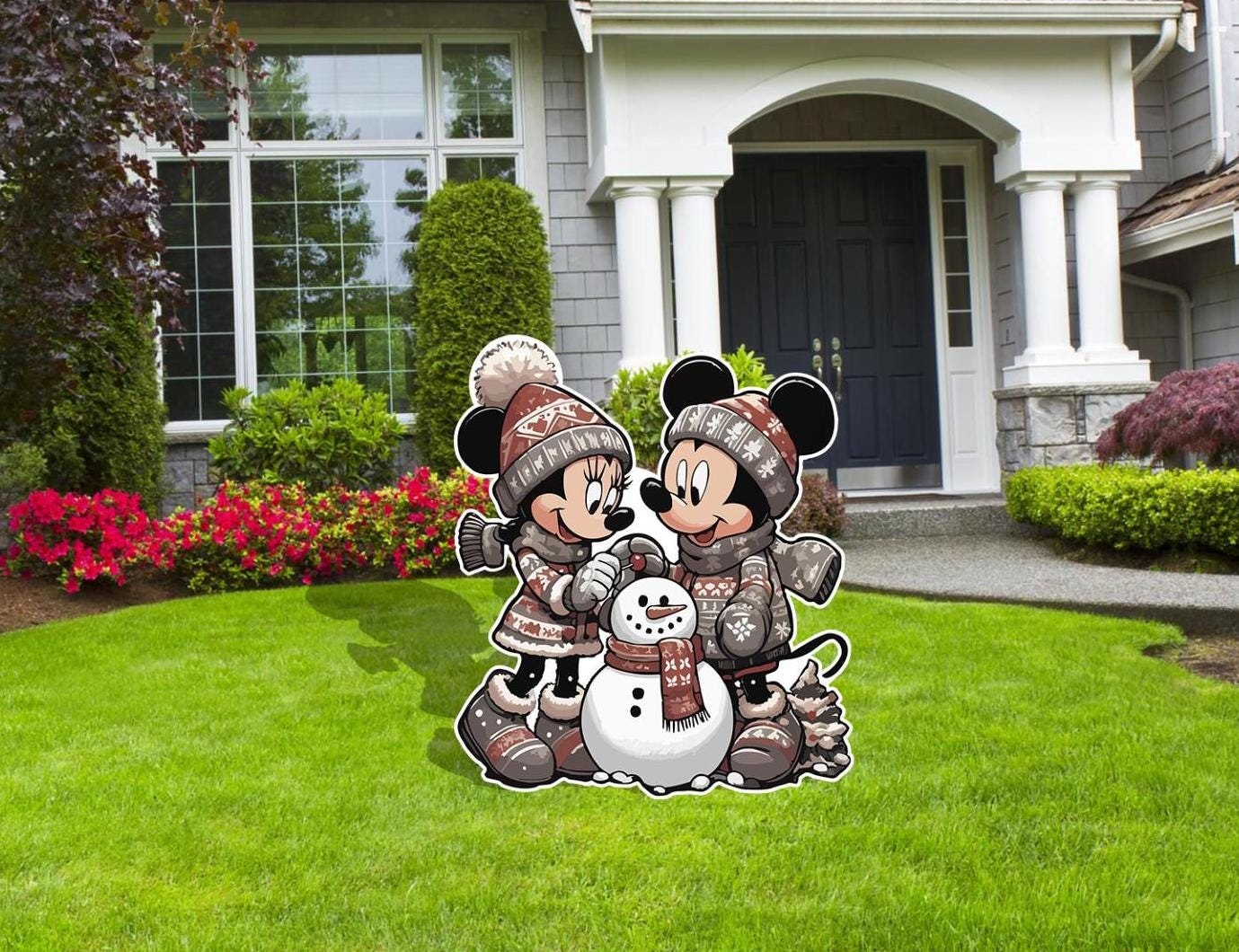 Mickey and Minnie Winter Decor, Mickey and Minnie Snow Man, Outdoor ...