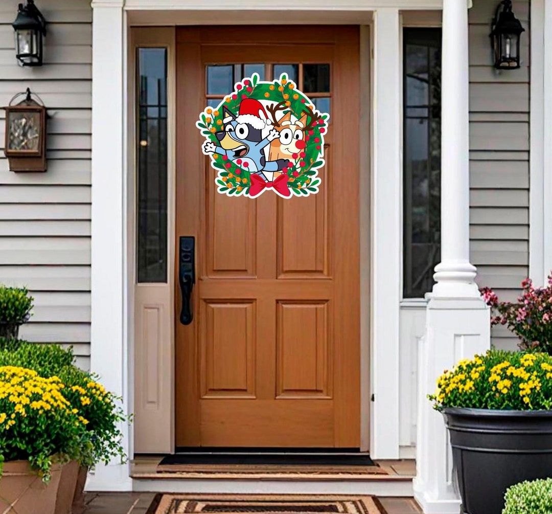 Christmas Bluey Wreath, Bluey Christmas Wreath Cutouts, Winnie Pooh ...