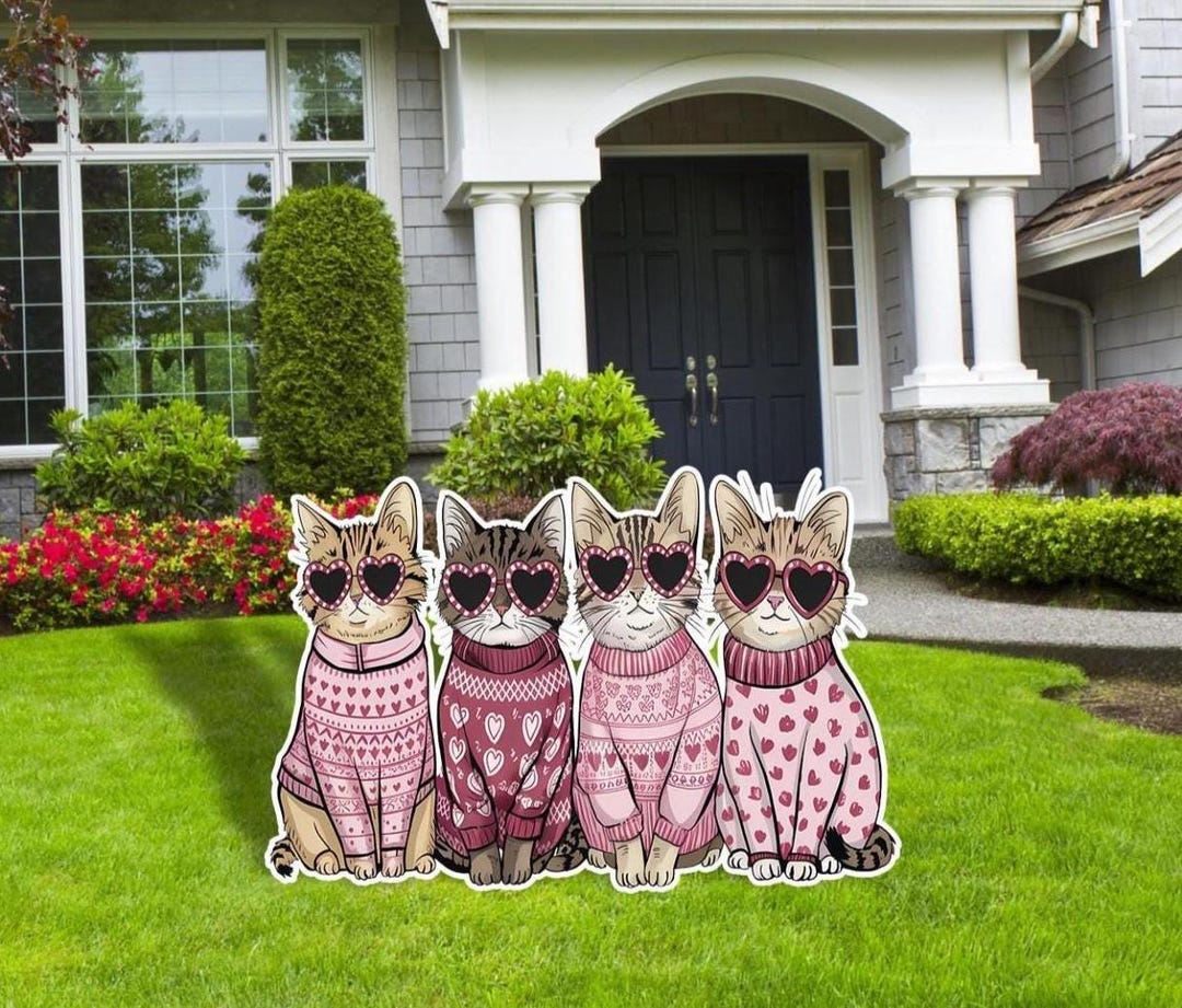 Cats Valentines Day Cutout, Cats Cutout, Cats Yard Sign, Cute Cats ...