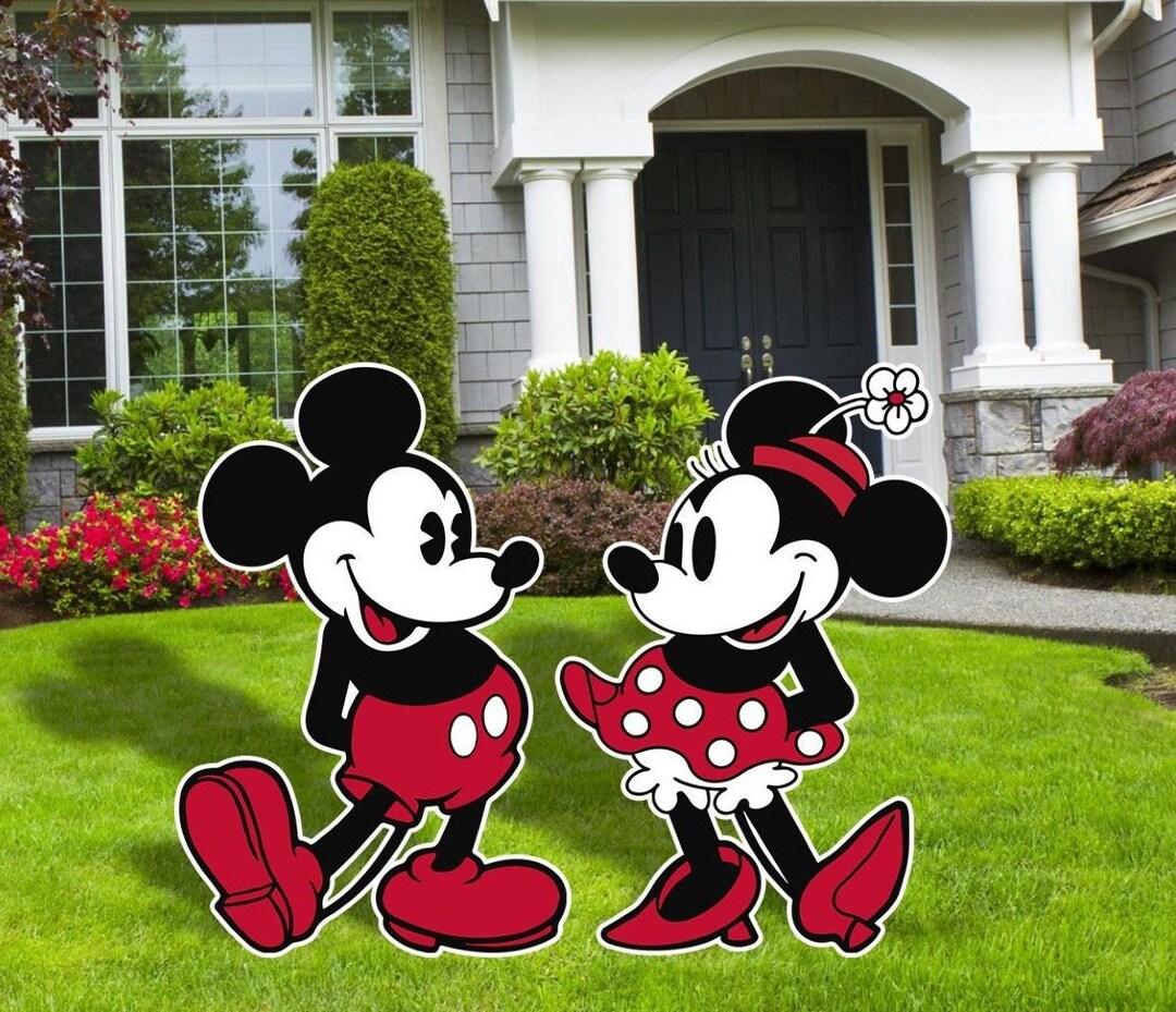 Vintage Mickey and Minnie Red Birthday Party Decor, Mickey Cutouts ...