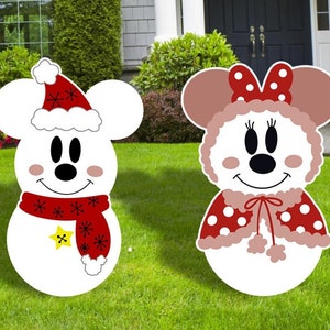 Snowman Mickey and Minnie, Cut Outs, Outdoor Decoration Signs ...