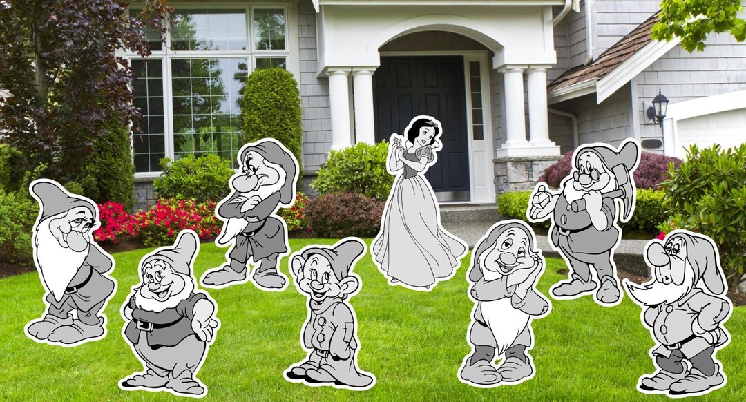 Snow White Cutouts, Seven Dwarfs, Black and White , Cartoon Cutouts ...