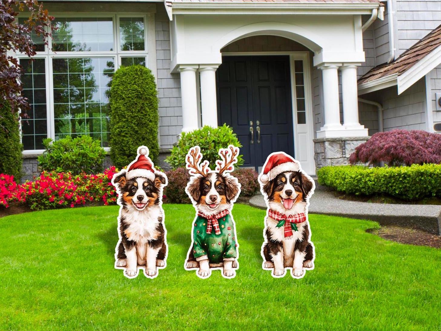 Australian Shepherd Christmas Dogs Cutouts, Yard Signs, Party Props ...