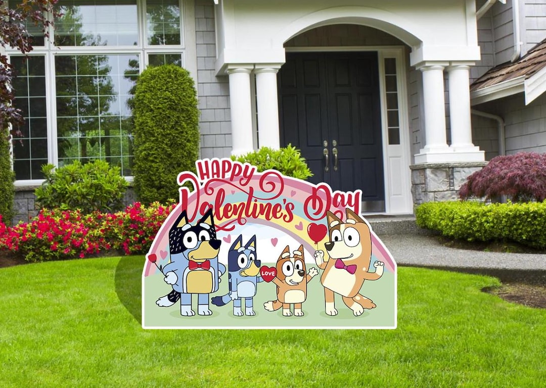 Bluey Happy Valentines Day Sign, Valentines Day Party Decor, Bluey ...