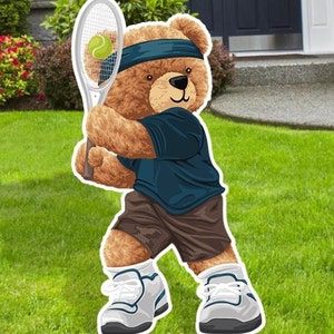 Teddy Bear Tennis Player, Boys Party Decor, Yard Signs, Birthday Party ...