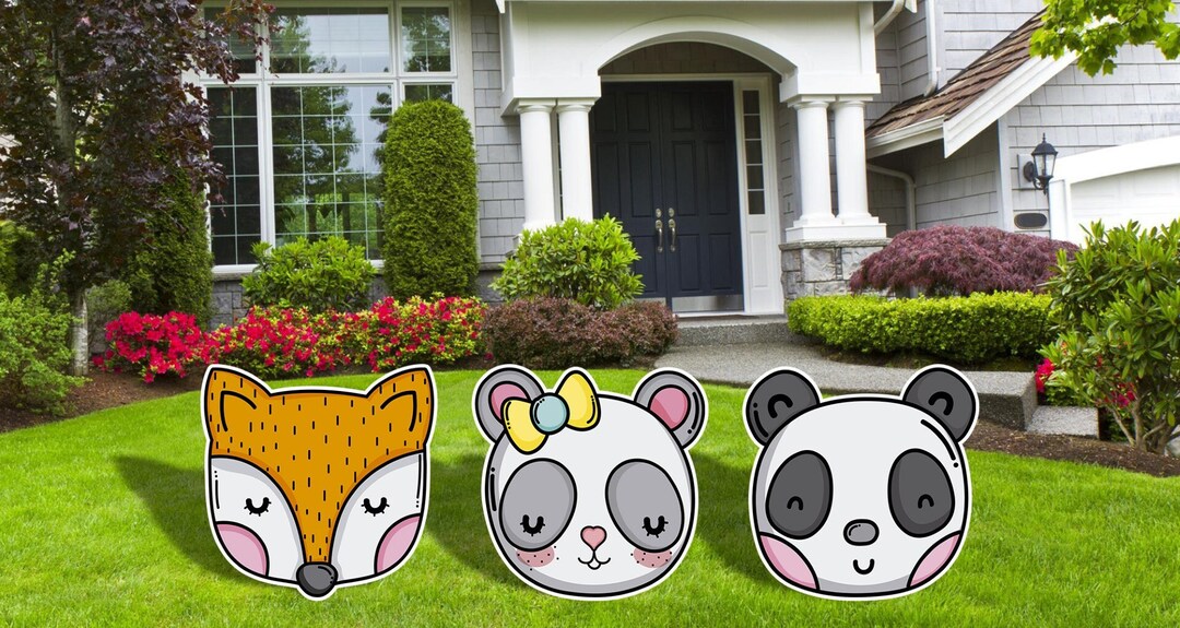 Cute Pandas Face Decor, Fox Face Cutouts, Set Cut Outs, Birthday Party ...
