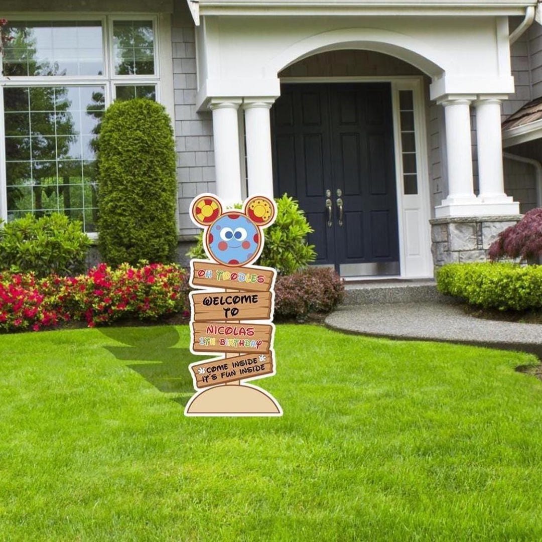 Mickey Welcome Sign Cutouts, Personalized Sign, Oh Toodles Welcome Sign ...