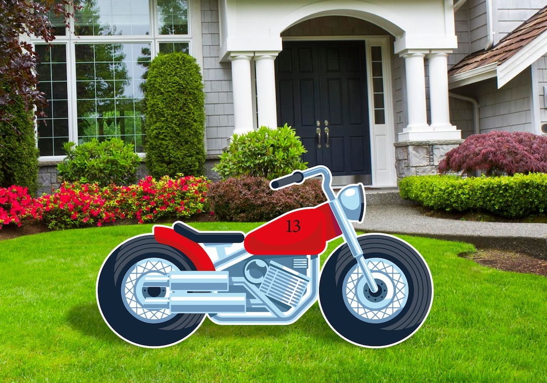 Red Motorcycle Party Decor,motorcycle Cutouts, Outdoor Decor, Boys ...