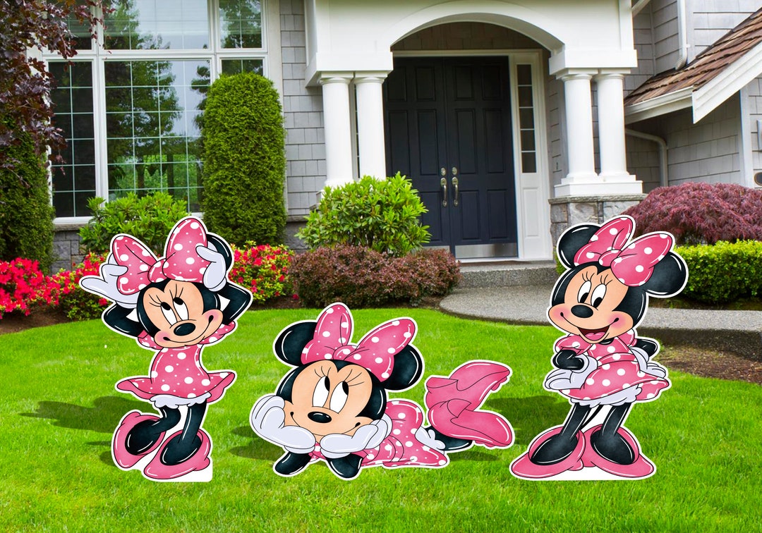 Minnie Pink Water Color, Minnie Party Decor, Cutouts, Yard Sign ...