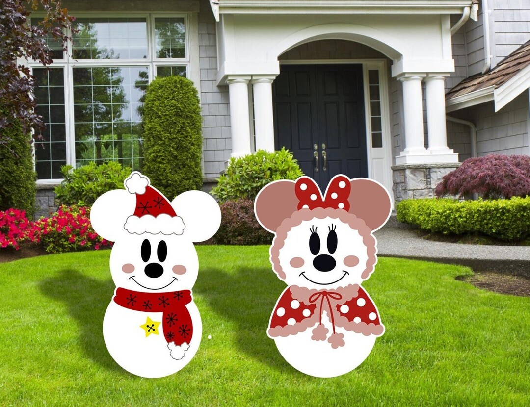 Snowman Mickey and Minnie, Cut Outs, Outdoor Decoration Signs ...