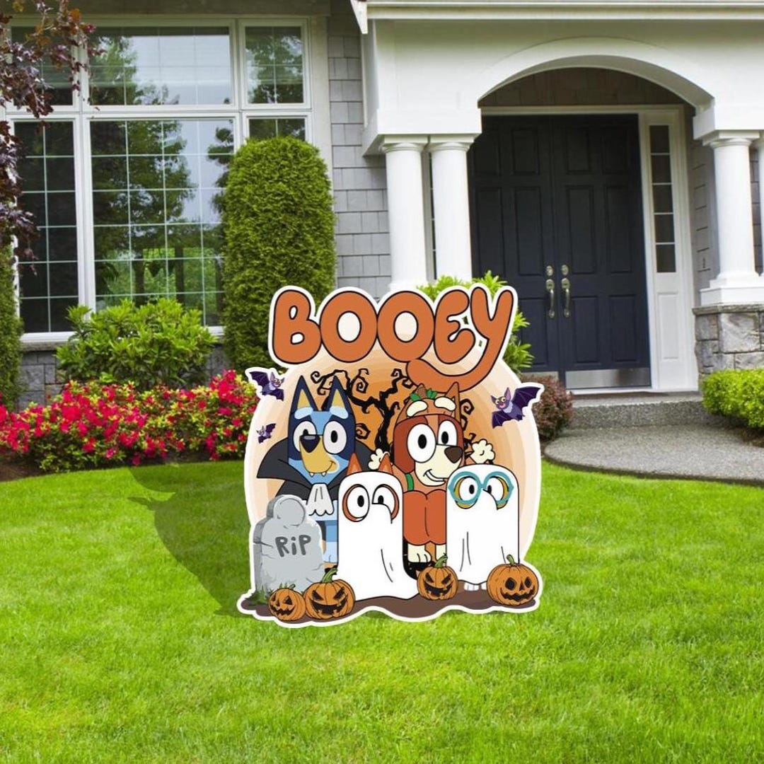 Halloween Boo Yard Sign and Cutouts, Dog Family Halloween Cutout, Blue ...