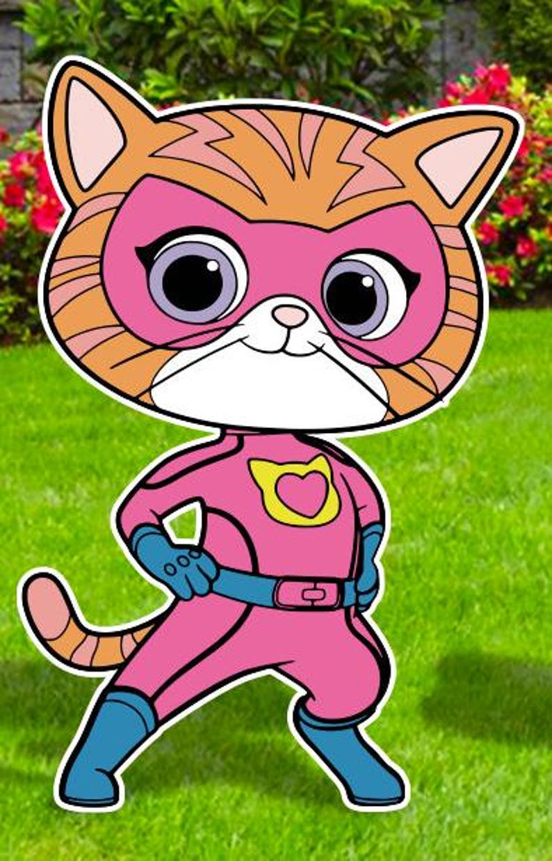 Super Kitties Birthday Party Cutouts, Outdoor Decor Sign, Super Kitties ...