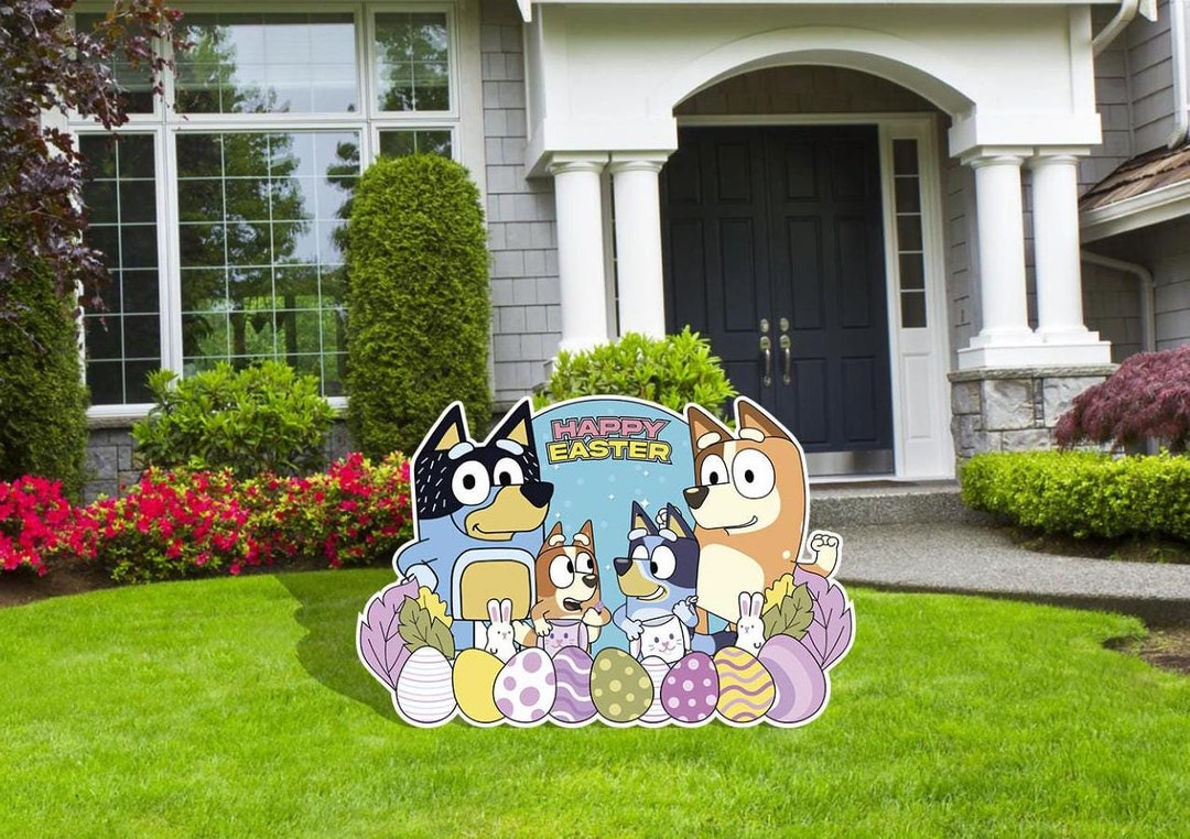 Bluey Happy Easter Yard Signs and Cutouts, Easter Party Decor, Bluey ...