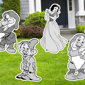 Snow White Cutouts, Seven Dwarfs, Black and White , Cartoon Cutouts ...