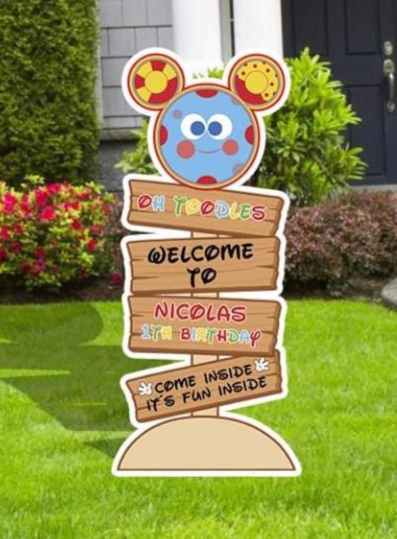 Mickey Welcome Sign Cutouts, Personalized Sign, Oh Toodles Welcome Sign ...
