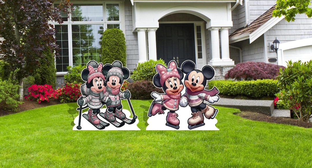 Mickey and Minnie Winter Decor, Mickey and Minnie Ice Skating , Outdoor ...